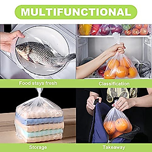 RyhamPaper Food Storage Bags, 1 Roll 12 x 16 Plastic Produce Bag on a Roll Fruits, Vegetable, Bread, Food Storage Clear Bags, 350 Bags