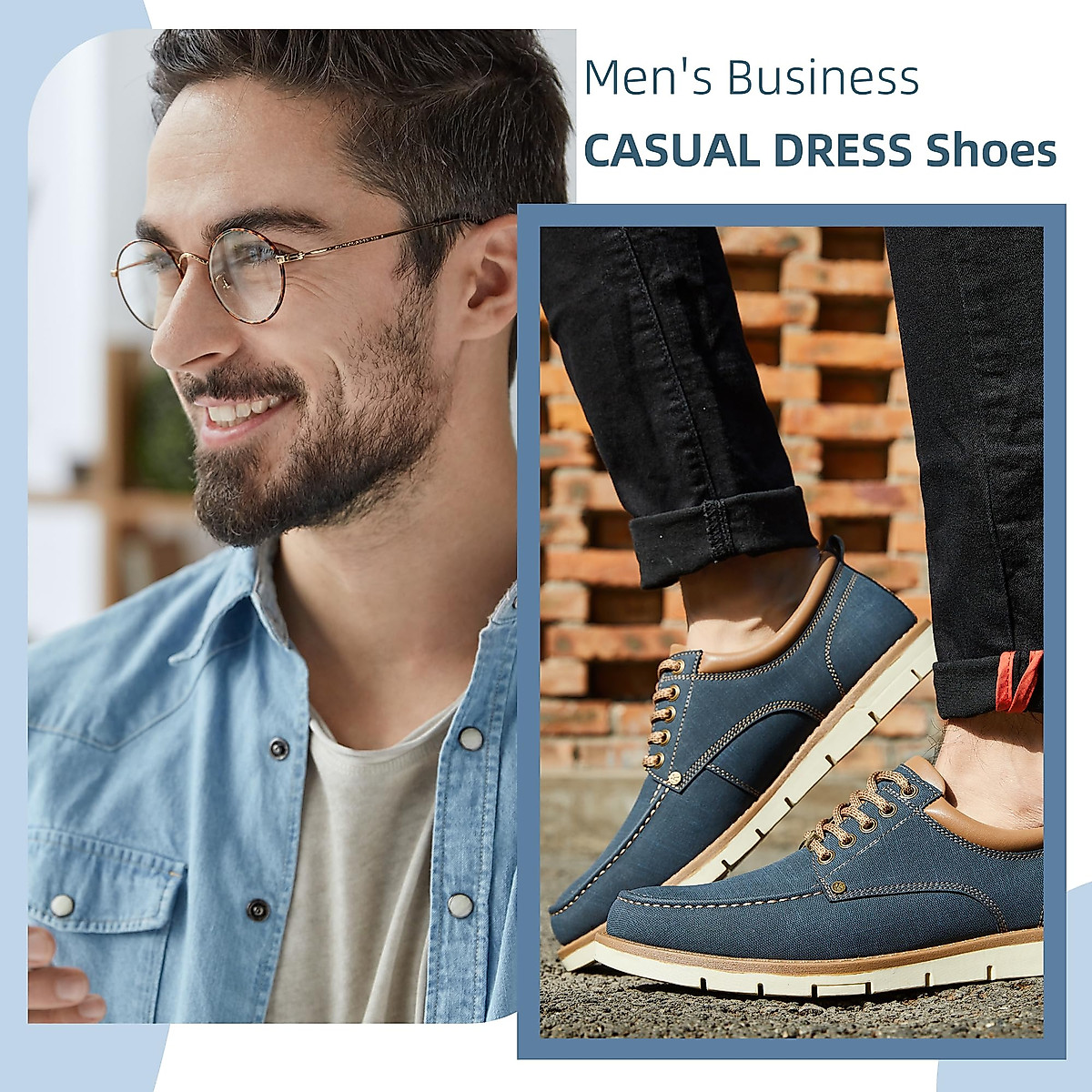 Kkyc Men's Comfortable Business Casual Dress Shoes, Classic Fashion Lace up Work Shoes 11M (Blue)