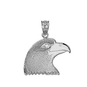 Bold 925 Sterling Silver American Eagle Head One Sided Charm Pendant