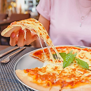 P&P CHEF 12 Inch Pizza Pan Set, 3 Pcs Stainless Steel Round Baking Pizza Pans Pizza Tray for Pizza, Pie, Cake, Cookie, Non-toxic & Healthy, Heavy Duty & Durable, Oven & Dishwasher Safe