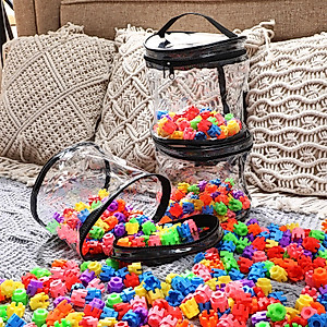 Ribbonlic 6 Pcs Toy Storage Bags, PVC Clear Toy Organizing Bags with Zipper, Waterproof Toy Bags for Board Games, Building Blocks, Puzzles and Small Toys