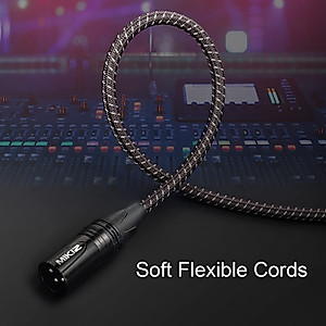 XLR Cables Braided 6ft 2 Pack - Premium Short Anti-tangling XLR Patch Cables Male to Female for Microphone DJ