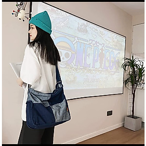 Light Weight Soft Denim Tote Shopper Shoulder Handbag Hobo Tote Bag for Women Crossbody Bag Large Capacity Purse (Dark Green)