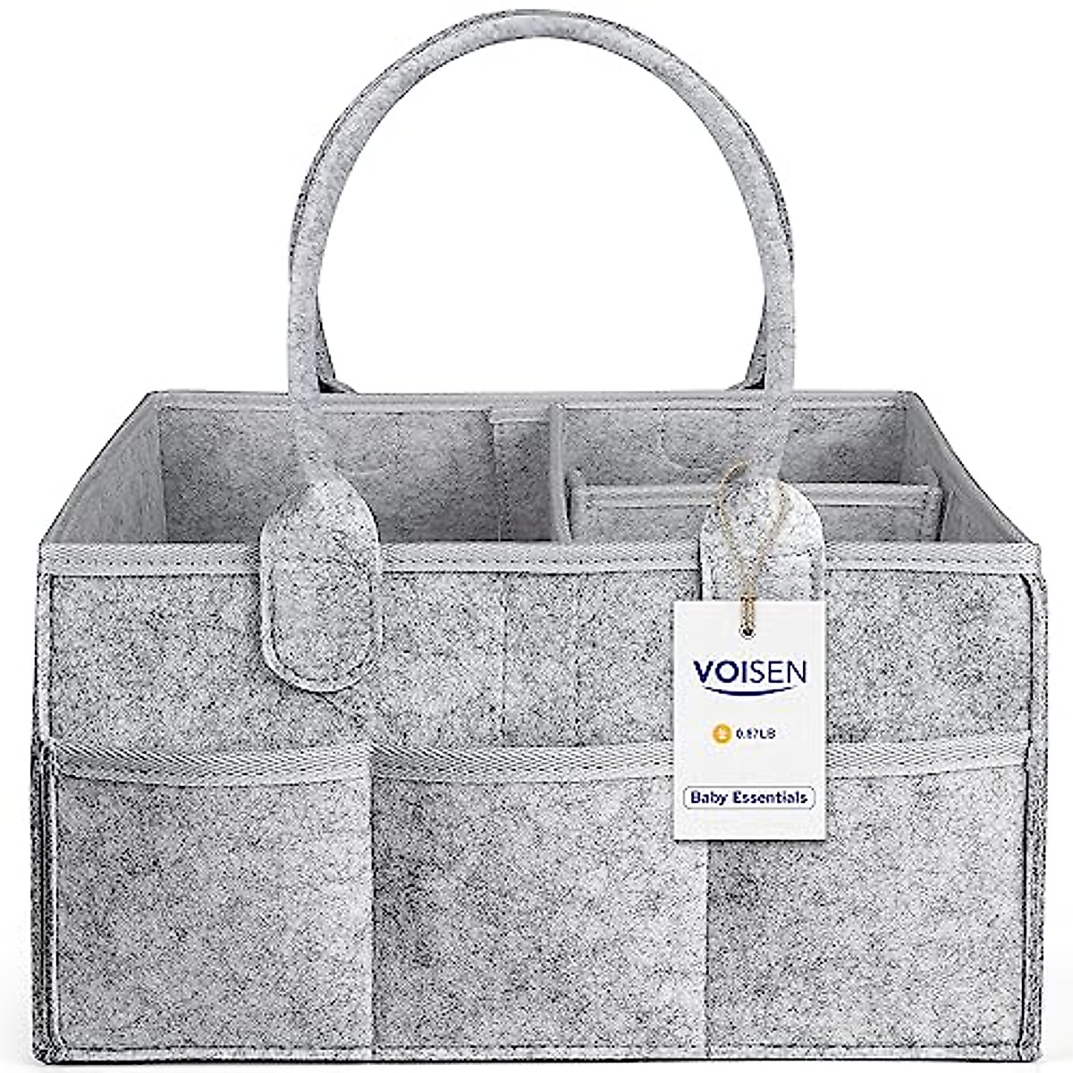 VOISEN Baby Diaper Caddy Organizer, Nursery Storage Basket Bin Baby Car Bag Portable Diaper Organizer Caddy for Nursery Newborn Boy and Girl (Gray)