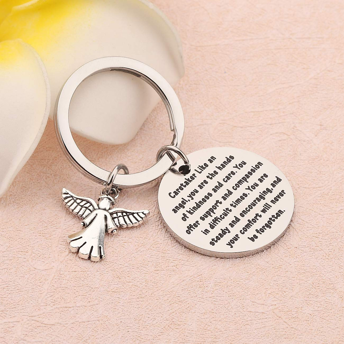 LQRI Caretakers Gift Caregivers Gift Caretaker Like An Angel You Are The Hands of Kindness and Care Keychain Babysitter Nanny Daycare Nurse Caretakers Thank You Gift (sliver)
