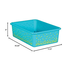 Teal Confetti Large Plastic Storage Bins - 6 Pack