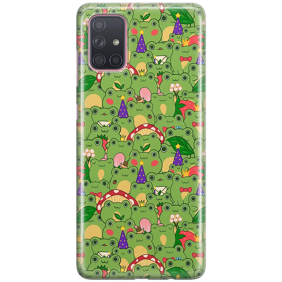Cavka Phone Case Compatible with Samsung Galaxy A73 A72 5G A71 A54 A52 A42 A34 A32 A14 A11 TPU Bumper Froggies Adorable Shockproof Silicone Clear Durable Froggy Transparent Green Cute Kawaii Frogs