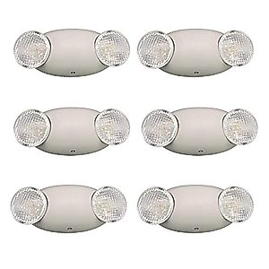 Amazon Basics LED Emergency Light, UL Certified, 6-Pack, Adjustable Two LED Bug Eye Head, Battery Backup, Nickel (Previously AmazonCommercial brand)