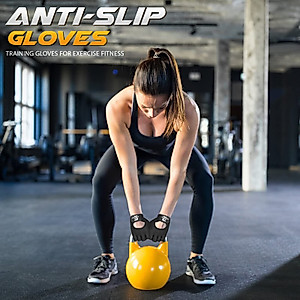 SAWANS Workout Gloves for Men and Women Weight Lifting Gloves Gym Fitness Exercise Cycling Pull ups Microfiber Lightweight Breathable Non-Slip Silicone Padded Palm Grip (Black, Medium)