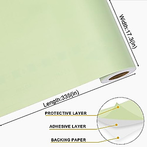 Fixwal 17.3" x 335" Contact Paper for Cabinets, Light Green Peel and Stick Wallpaper, PVC Removable Wallpaper Green Textured for Desk Drawer Shelf Liner