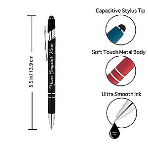 Express Pencils™ - Personalized Pens Gift Set - 2 Pack of Soft Touch Metal Pens w/gift box - Luxury Ballpoint Pen Custom Engraved with Name, Logo or Message | Perfect for Him or Her (Black - Lt Blue)