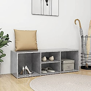 CUMYZO Shoe Storage Bench Concrete Gray 41.3"x13.8"x13.8" Engineered Wood 16.45kg/36.19ib Shoe Racks & Organizers