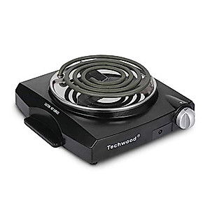 Techwood 1100W Portable Electric Coil Hot Plate Single Burner for Cooking, Countertop Cooktop Stainless Steel Electric Stove, Easy Clean, Upgraded Version