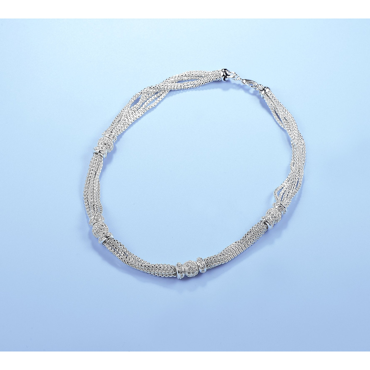 UNY JEWEL Style Trendy Elegant Vintage Unique David Fahsion style Lobster Claps Women Multi String Short Necklace (Silver)