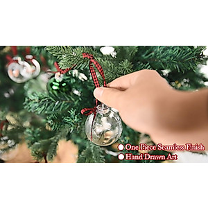 Rae Dunn Christmas Ornaments - Set of 6 Glass Balls - Red, Green, Clear - Peace, Love, Joy, Hope, Wish, Nice - 60mm / 2.36 Inch Hanging Holiday Decorations for Xmas Tree