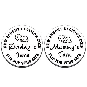 Fun New Parents Decision Coin, New Mom Gifts for Women New Dad Gift for Mother to Be New Baby Baby Shower Pregnancy Gift First Time Birthday Mothers Fathers Day Christmas Thanksgiving, Double Sided
