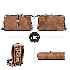 CLUCI Leather Crossbody Bags for Women Small Vintage Shoulder Purses Travel Bag Adjustable Strap Two-Tone Brown