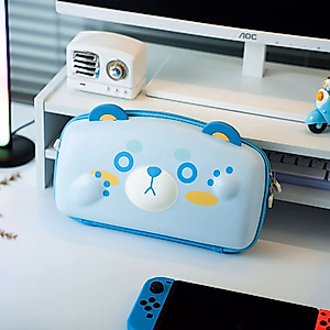 GeekShare Cute Bear Carry Case Compatible with Nintendo Switch/Switch OLED - Portable Hardshell Slim Travel Carrying Case fit Switch Console & Game Accessories