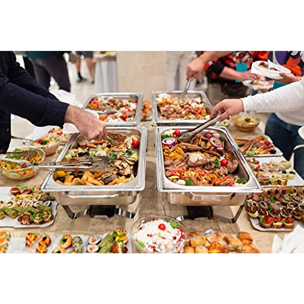 Naviocean Chafing Dish Buffet Set Chafers and Buffet Food Warmers for Parties 8 QT Chafing Servers Dish Stainless Steel Food Catering Chafers for Catering Event Buffet Banquet (2 Packs)