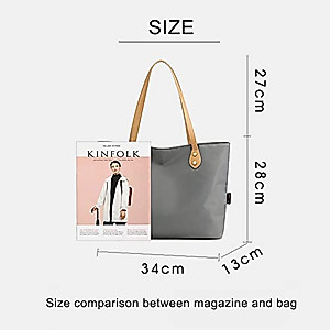 Large Tote Bag for Women, Waterproof Nylon Tote Bag, Lightweight Handbags Shoulder Bags,School,Work,Shopping Daily Use (Black)