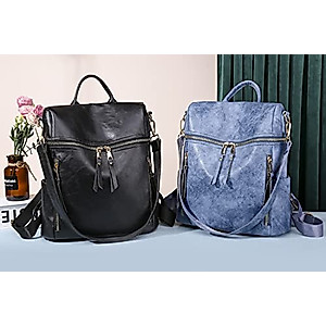 Leather Backpack Purse for Women Fashion Travel Large Girls Shoulder Bags with Small Purse Adjustable Strap