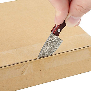 PUOSUO EDC Multi-Function Keyring Mini Pocket Knife Keychain Stainless Steel Necklace Knife-Damascus Pattern (A)