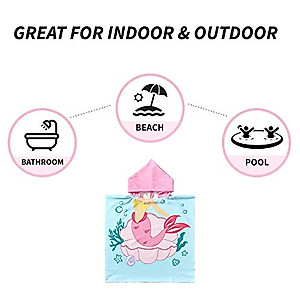 NovForth Kids Beach Towel for Boys Girls, Mermaid Hooded Bath Towel Wrap, Toddler Pool Towel with Hood