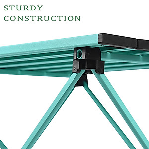 Grope Camping Table with Aluminum Table Top, Folding Beach Table Easy to Carry, Prefect for Outdoor, Picnic, BBQ, Cooking, Festival, Beach, Home (Sky Blue-S)