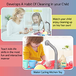 Kids Kitchen Sink Play Set- Fun & Educative Kids Toy- Water Cycling Kitchen Sink for Kids- Above 3 Years Toddler Toys- Easy to Install Play Kitchen Sink- Cute Kids Kitchen Sink