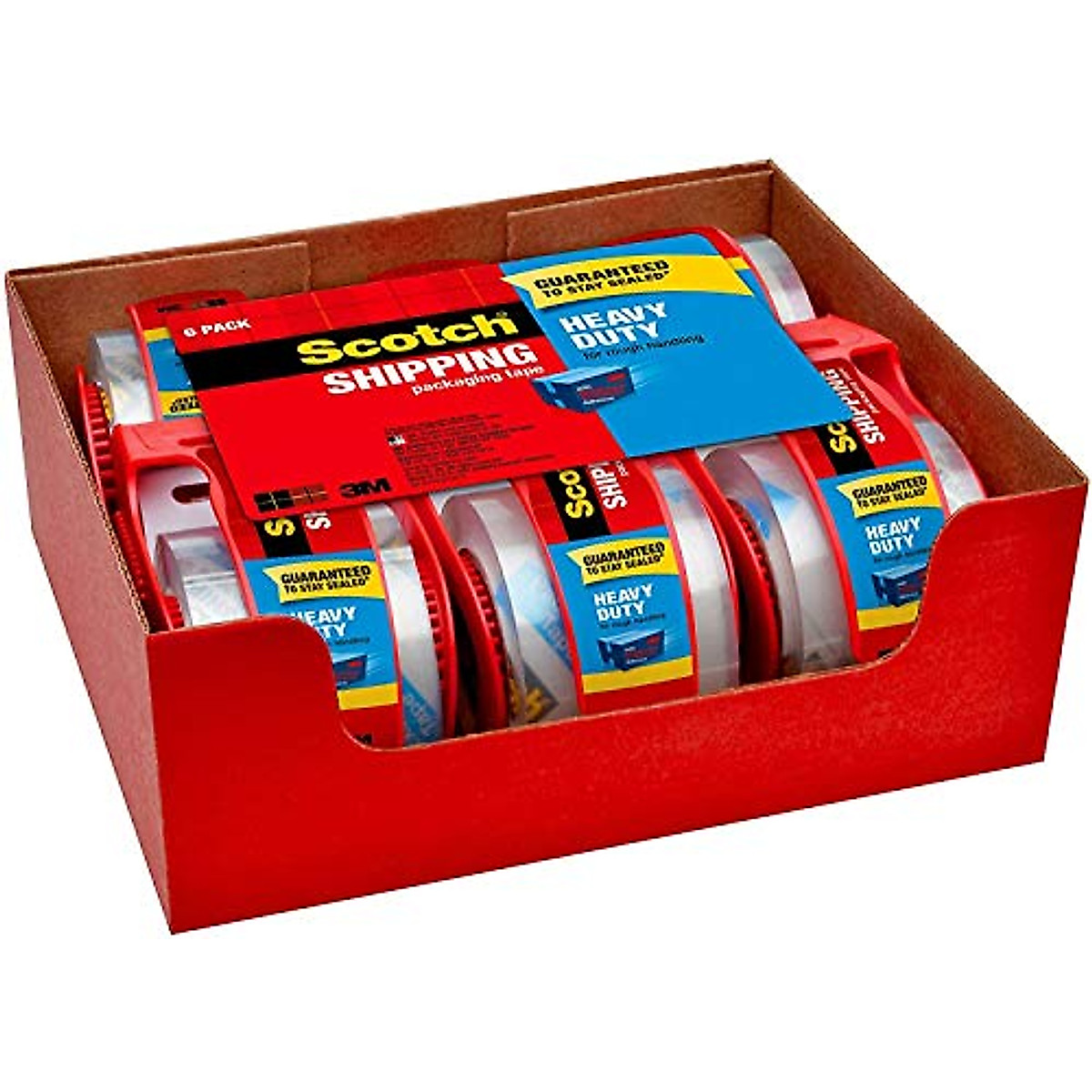 Scotch Tape Heavy Duty Shipping Packaging Tape, 1.88 Inches x 800 Inches, 1.5" Core, Clear, Great for Packing, Shipping & Moving, Rolls with Dispenser (142-6) (2 Pack), 12 Rolls (548415484564864)