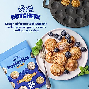 DUTCHFIX Poffertjes Pan – 15-Hole Cast Iron Poffertjes Pan – Non-Stick Mini Pancake Pan – Mini Biscuit Pan – Cast Iron Mini Muffin Pan
