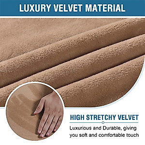 H.VERSAILTEX Velvet Home Office Chair Covers Stretchable Computer Desk Chair Covers Mid - High Back Universal Executive Boss Chair Covers Gaming Chair Covers Removable Machine Washable, Camel