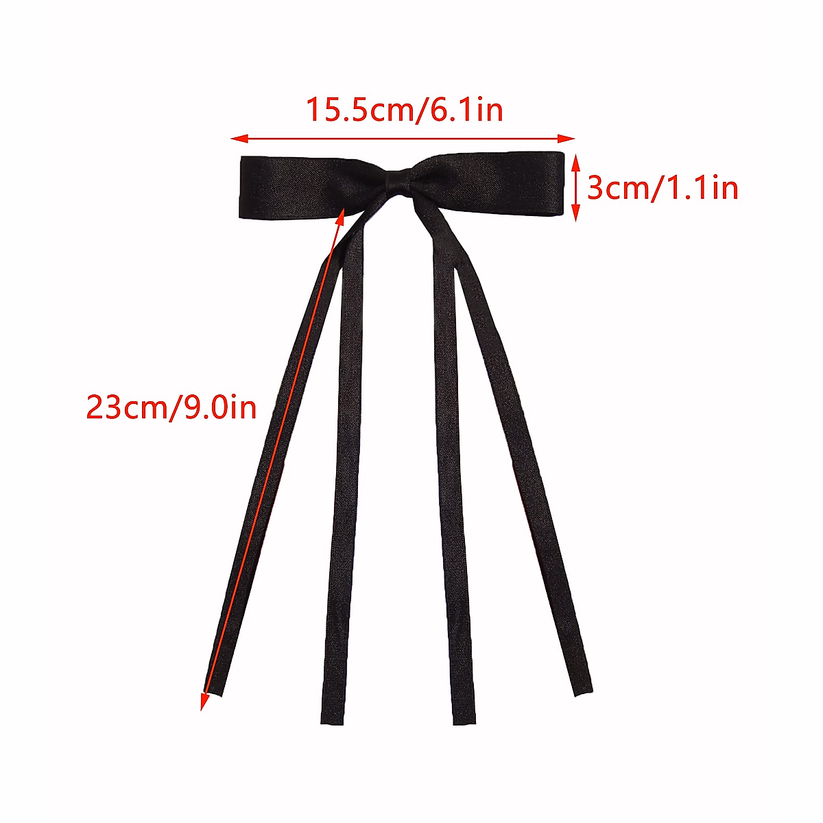 4pcs Hair Clips for Women Tassel Ribbon Bowknot With Long Tail, Clip Girl, Solid Accessories Barrettes Claw Bow (Black&Beige)