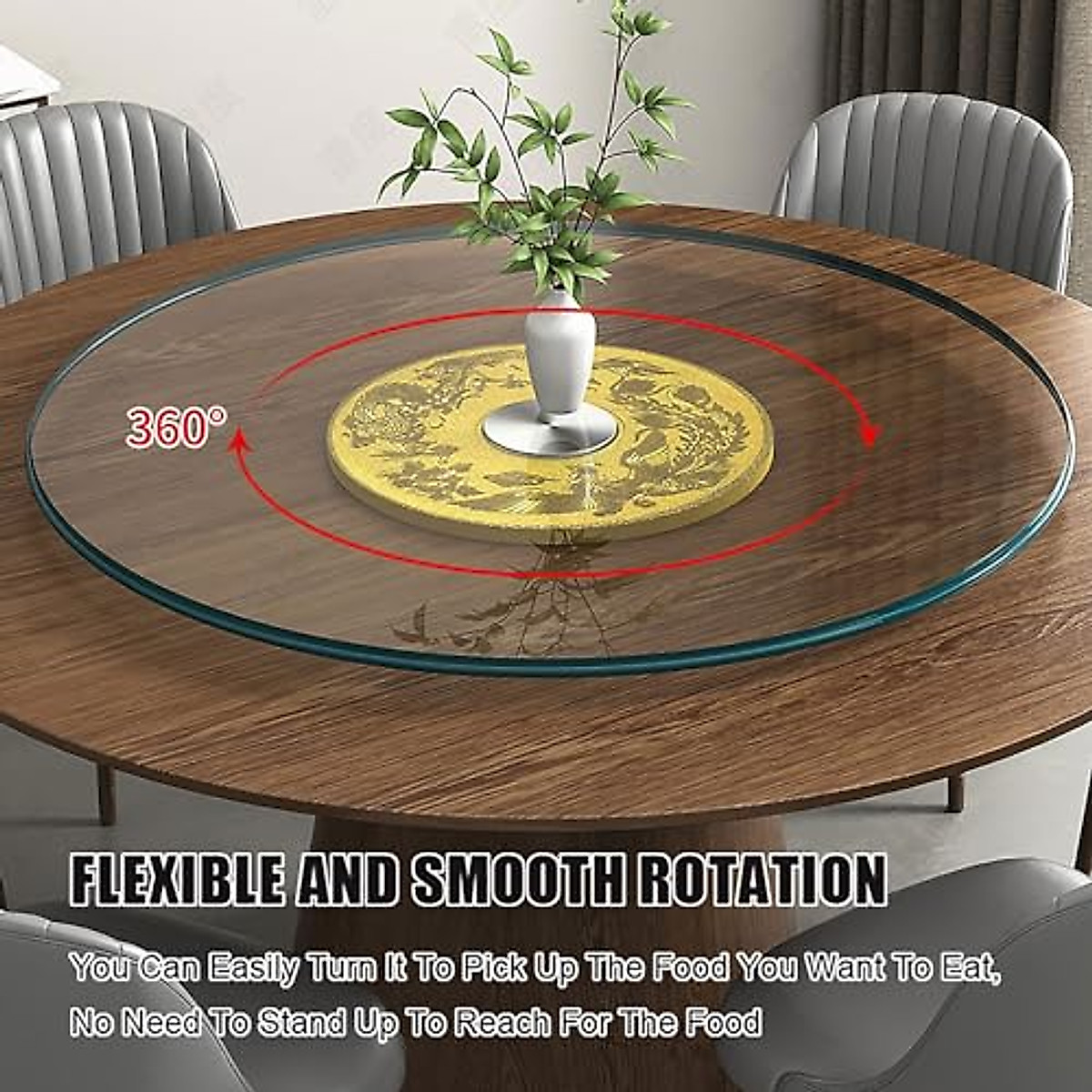 LWQFHI Round Tempered Glass Lazy Susan Rotating Lazy Susan Turntable for Kitchen Dining Table Large Round Table Lazy Susan Lazy Susan Tray 50cm A