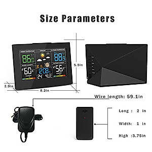Geevon Weather Station Wireless Indoor Outdoor Thermometer, Color Large Display Weather Thermometer with Alert, Comfort Level, Barometric Pressure, Alarm Clock, Easy to Set and Tabletop Stand