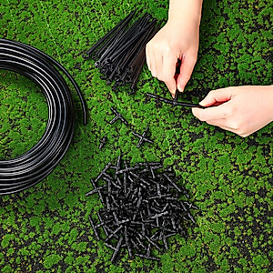 Irrigation Fittings Kit Drip Irrigation Connectors Include 80 Straight Barbs 60 Tees 20 Elbow 20 End Plug 20 4-Way Coupling and 100 Irrigation Support Stakes Hose Holder for 1/4 Inch Tubing 300 Piece