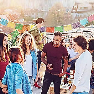 Mexican Party Banners - 4 Pack Papel Picado Banner Cino de Mayo Fiesta Party Decorations, Dia De Los Muertos Day of The Dead Decor Flag