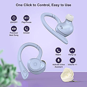 comiso Wireless Earbuds Bluetooth Headphones, True Wireless in Ear Bluetooth 5.1 Earbuds with Microphone, Deep Bass, IPX7 Waterproof Loud Voice Earphones for Sport Outdoor Running Gym Workout(Purple)