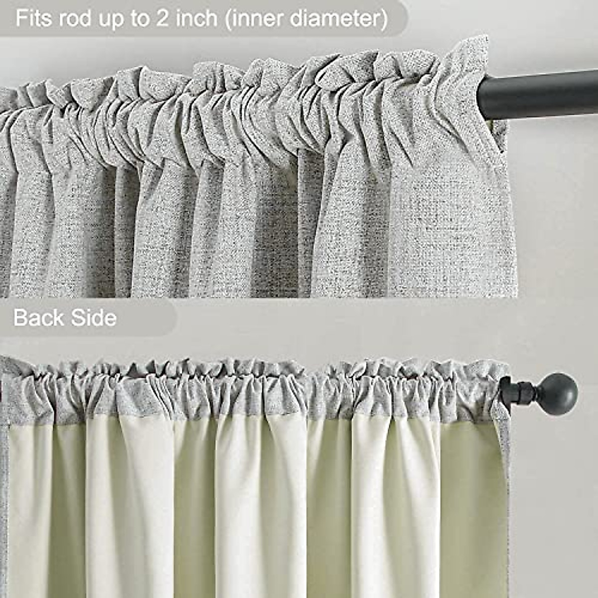 Top Finel Faux Linen 100% Blackout Heavy Curtains 84 Inches Long for Bedroom Living Room Thermal Insulated Drapes Room Darkening Rod Pocket Window Curtains, Light Grey Burlap, 2 Panels