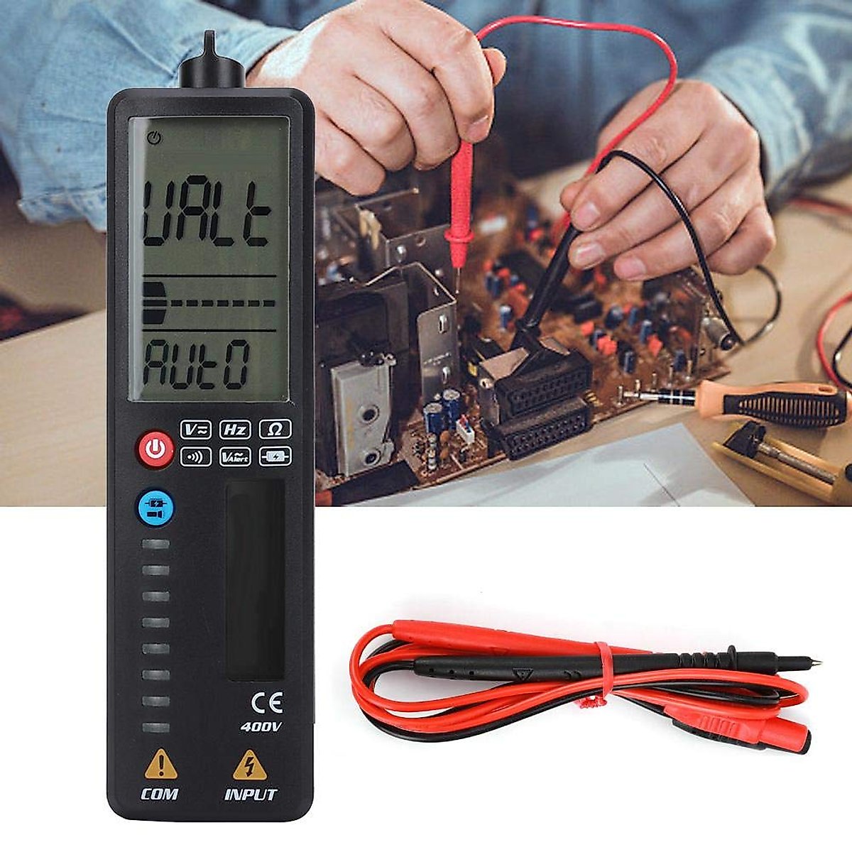 Digital Multimeter Dual Mode LCD Non Contact Voltage Detector 2000 Digits AC/DC 400V Auto Range Voltage Resistance Frequency Tester Electrical Tester Meter