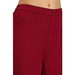 Janasya Indian Women's Maroon Rayon Kurti With Sharara And Dupatta(SET322-KR-SHA-XS)