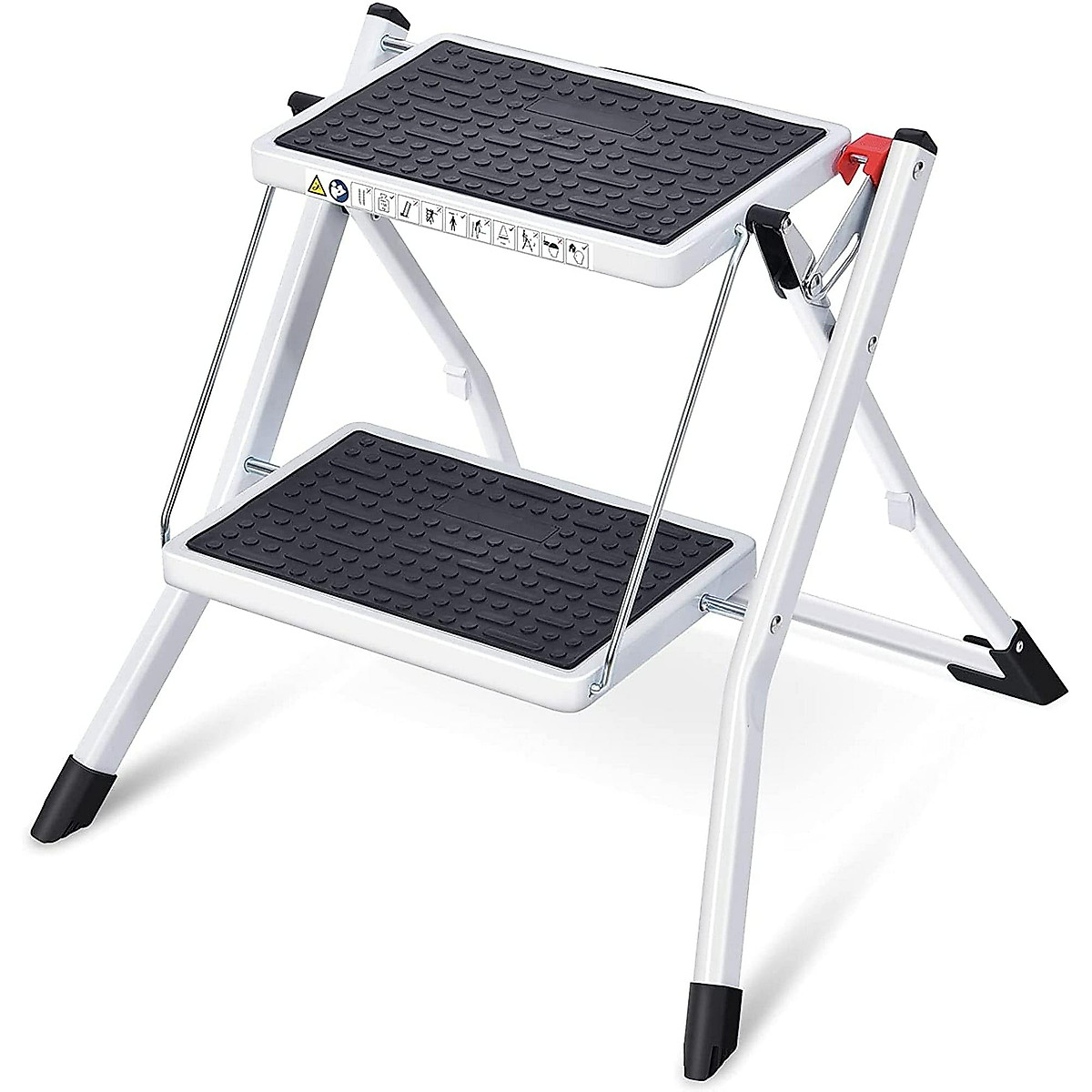 2 Step Ladder Folding Stool White