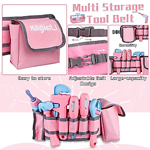 Kids Tool Set, 48PCS Toddler Tool Set with Electronic Toy Drill & Kids Tape Measure,Pretend Play Construction Toys Costume with Kids Tool Belt & Gloves,Toy Tools Box for Girl Boy Ages 3-8