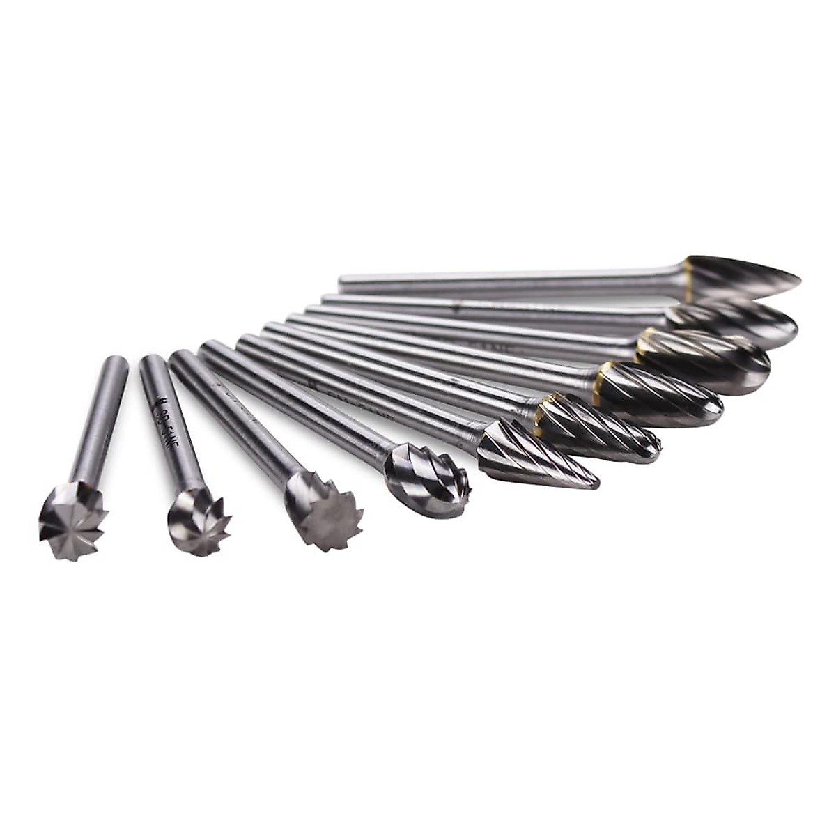 BHA Tungsten Carbide Burr Die Grinder Rotary Tool Bit Set for Aluminum and Other Non Ferrous Material Engraving and Precision Work, Aluma Cut with 1/8” Shank - 10 Pieces