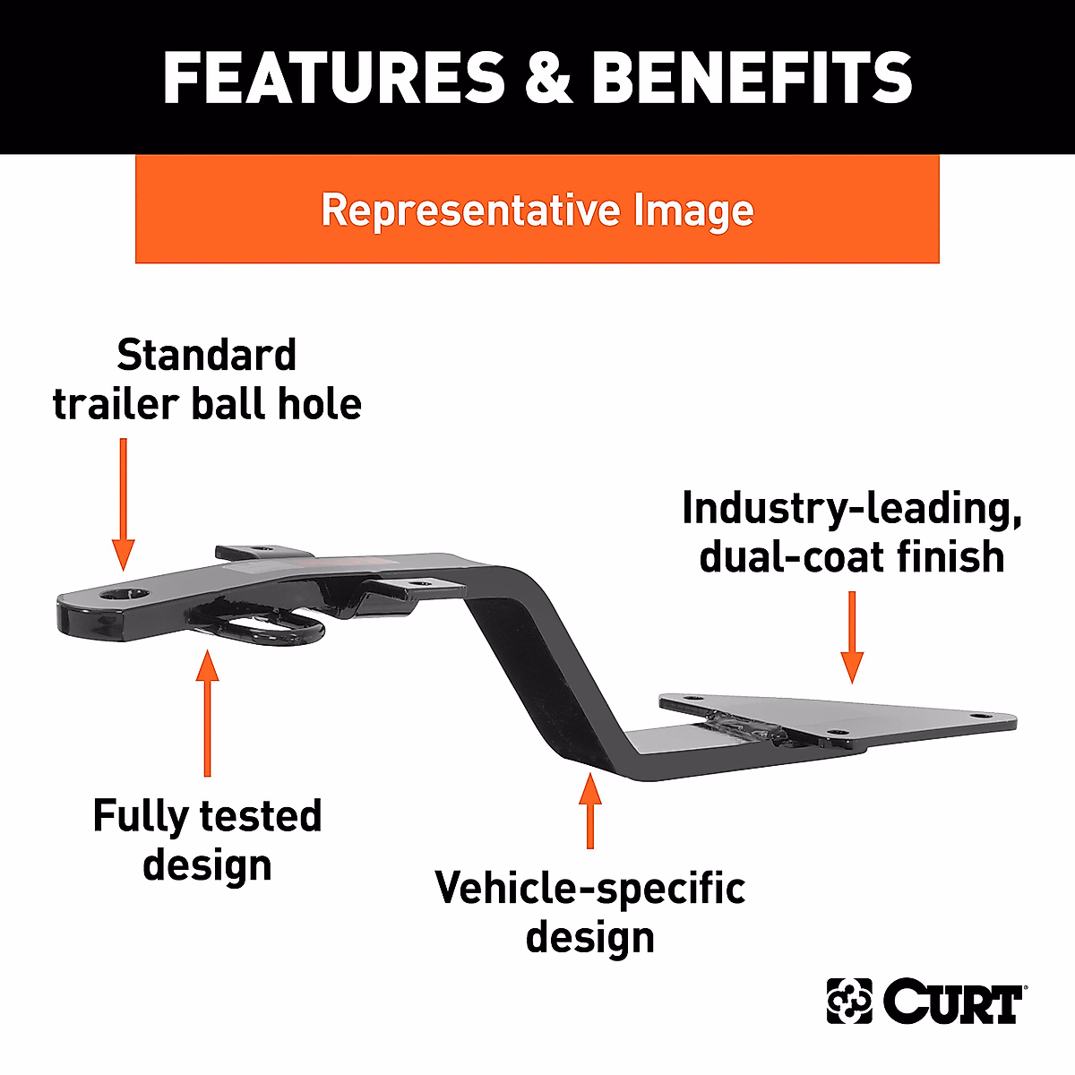 CURT 11504 Class 1 Fixed-Tongue Trailer Hitch with 3/4-Inch Trailer Ball Hole for Select Acura Legend