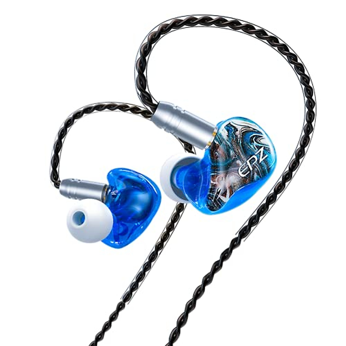 EPZ Q1 13mm Dynamic Drivers in Ear Headphones Wired Earphones Monitor HiFi Music Waterproof Headset with Detachable 0.78mm Cable Earbuds (No Micro, Blue)