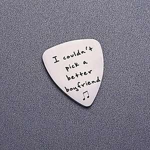 Boyfriend Birthday Valentine's Day Gift Ideas from Girlfriend - I Couldn't Pick A Better Boyfriend Guitar Pick, Personalized Gifts for Musician Man Wedding Anniversary