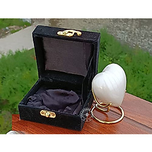 White Cremation Urn for Ashes Keepsake Heart Urn with Black Box and Brass Stand Mini urn for Your Loved one Adult & Funeral Burial for Adults and Infants