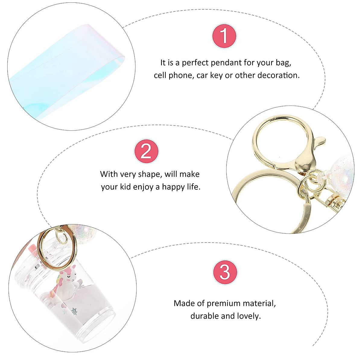 PRETYZOOM Kawaii Liquid Keychain Boba Tea Unicorn Keychain Floating Liquid Quicksand Milk Tea Keychain Lucky Bottle Keychain for Women