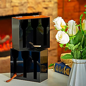 2 Pcs Acrylic Utensil Dispenser Cutlery Organizer with 3 Compartment Black Silverware Holder Plastic Flatware Caddy for Restaurant Party Picnic Office Cafe Countertop Kitchen Wedding Spoon Fork Straw